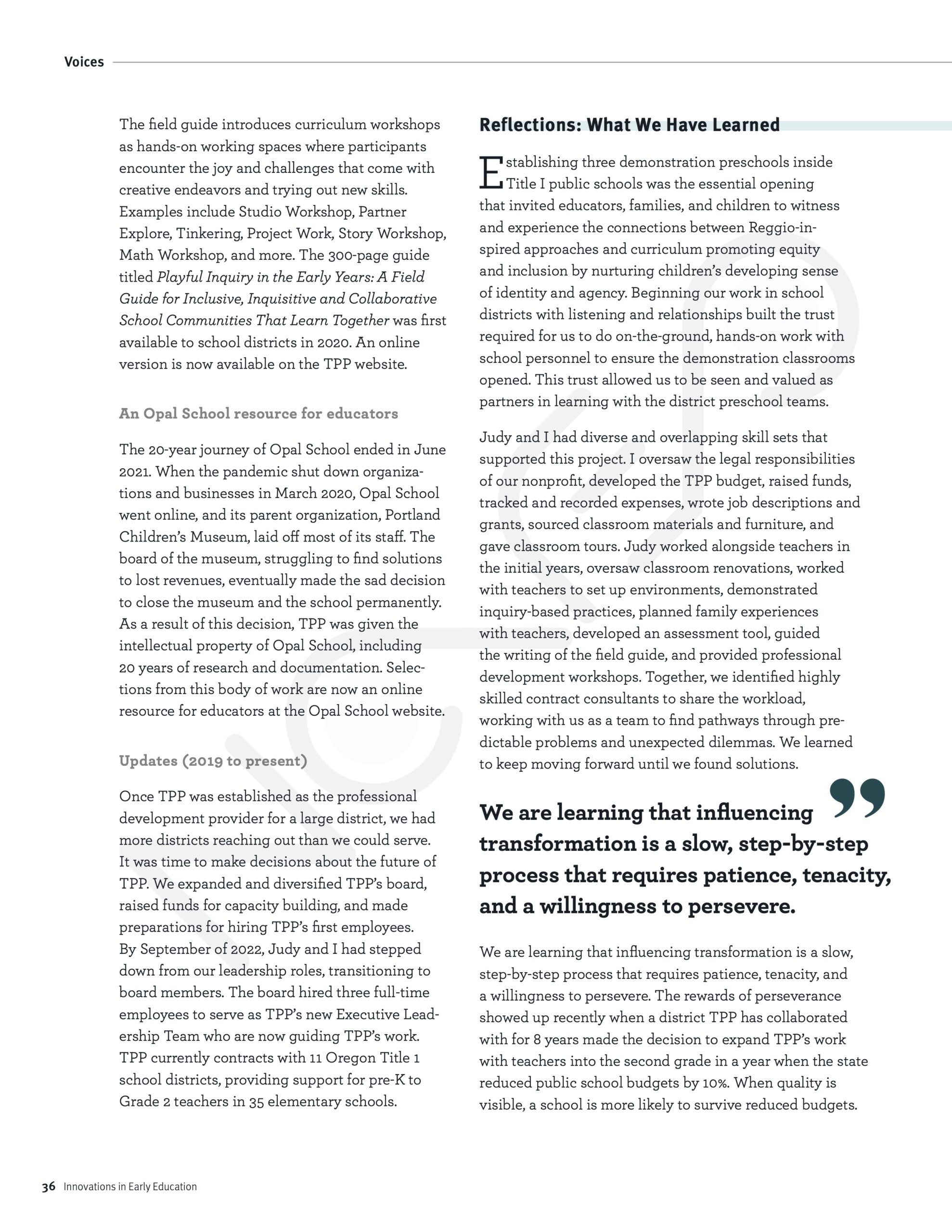 Introducing the Reggio Emilia Approach to Public Elementary Schools ...