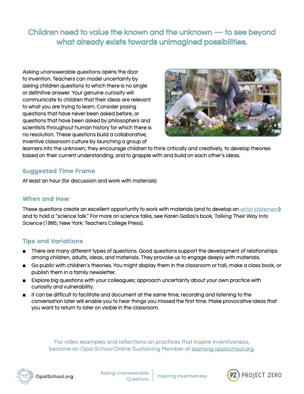 Asking Unanswerable Questions - Teaching Preschool Partners