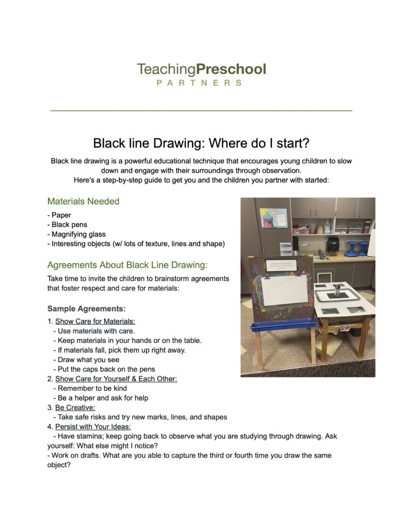 Black line Drawing: Where do I start? - Teaching Preschool Partners