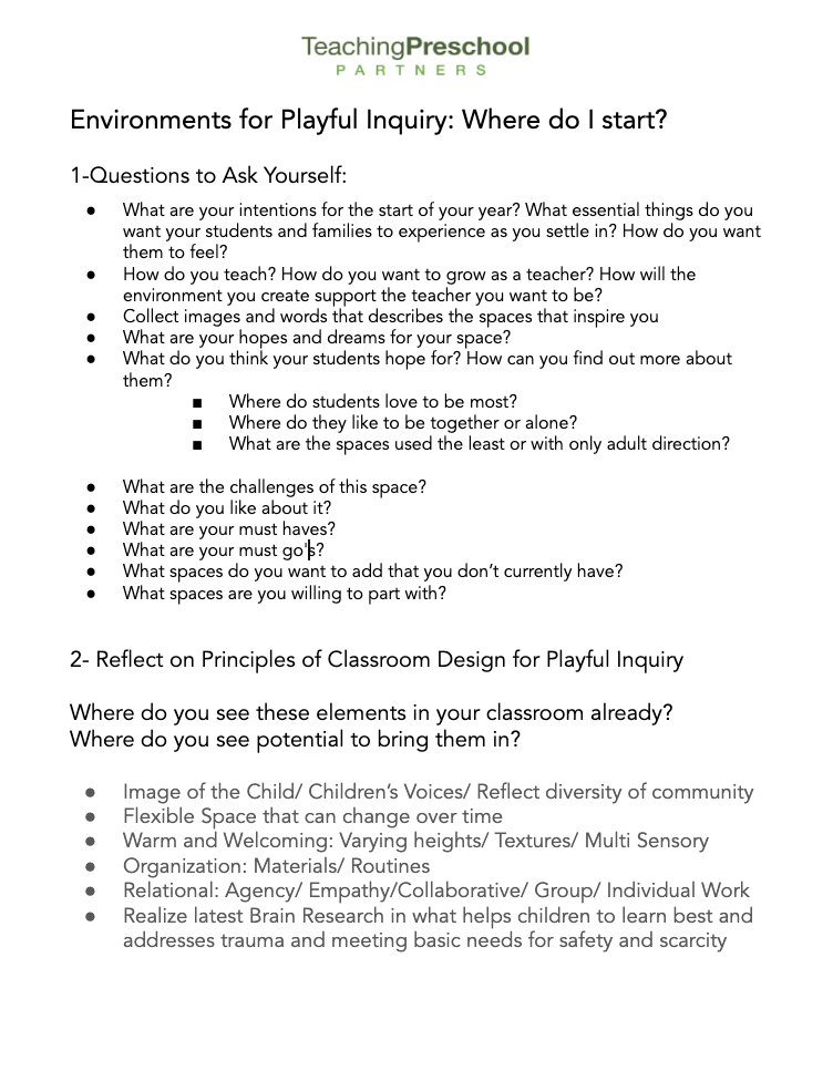 Environments for Playful Inquiry: Where do I start? - Teaching ...