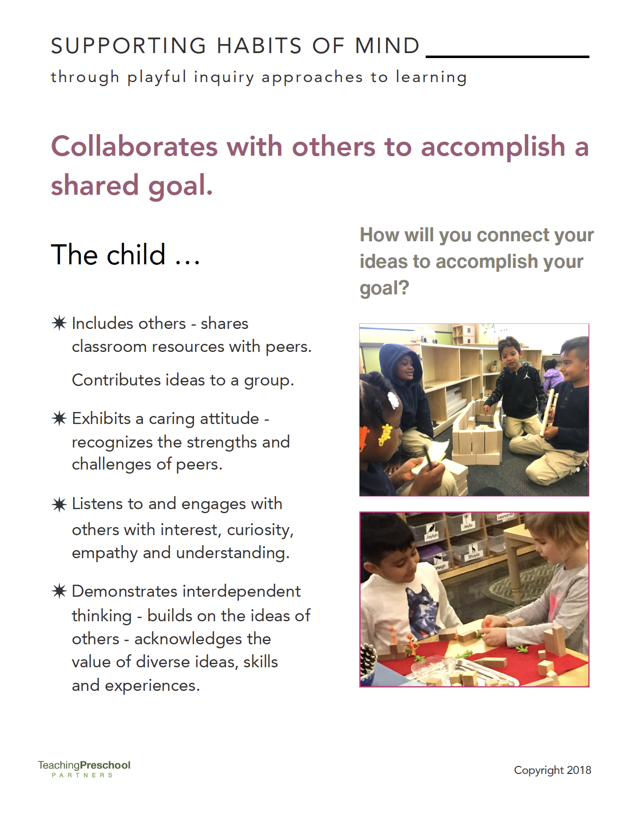 Habits of Mind Posters - Teaching Preschool Partners